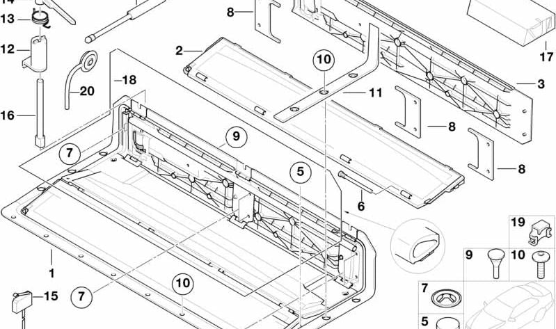 Floor plate for BMW E46, E64 (OEM 54318236836). Genuine BMW