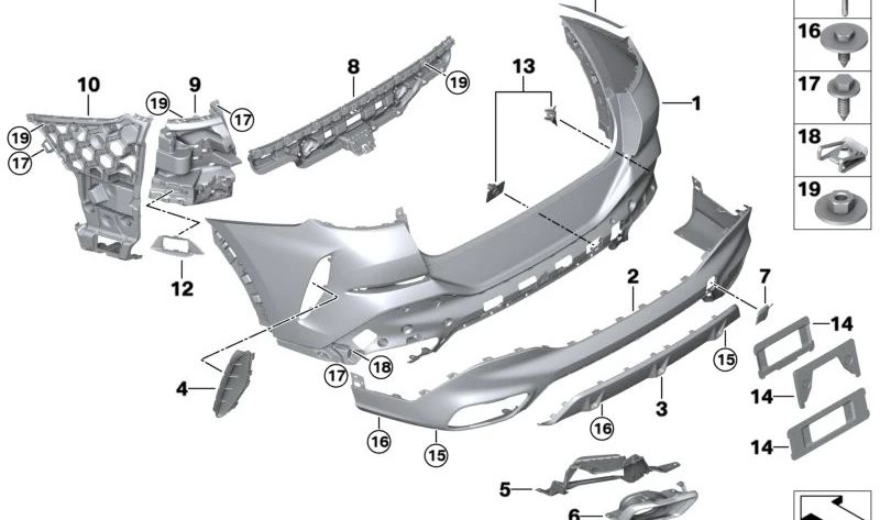 Right exhaust pipe trim for BMW G05, G06, G07 (OEM 51125A...