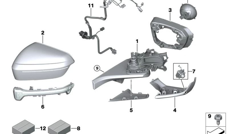 OEM 51165A17FC3 rearview base covers for BMW IX (I20). Or...