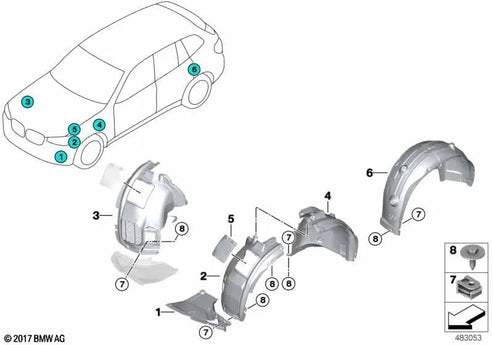 Cubierta inferior derecha OEM 51717445680 para BMW X3 G01...