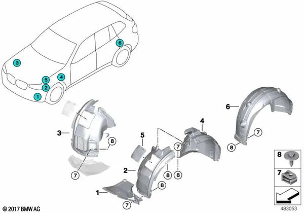 Cubierta inferior derecha OEM 51717445680 para BMW X3 G01...
