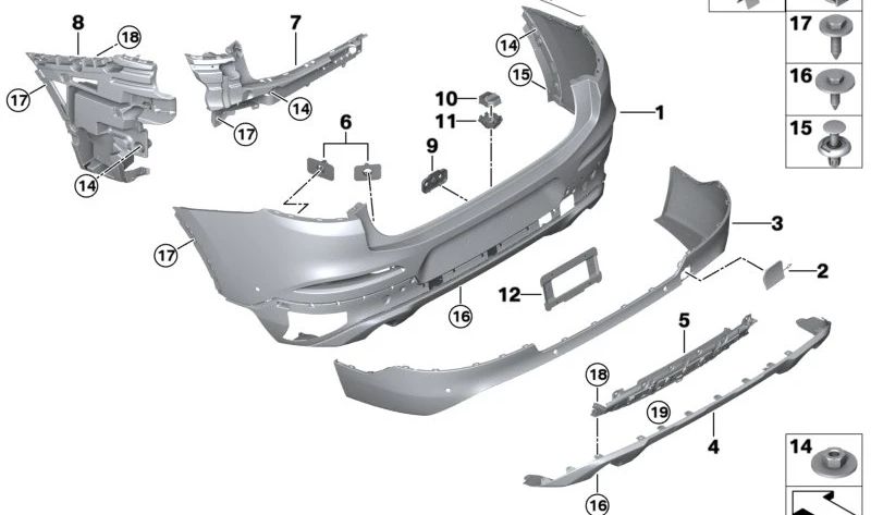 Rear lower valance for BMW G02 (OEM 51125A1D085). Original BMW