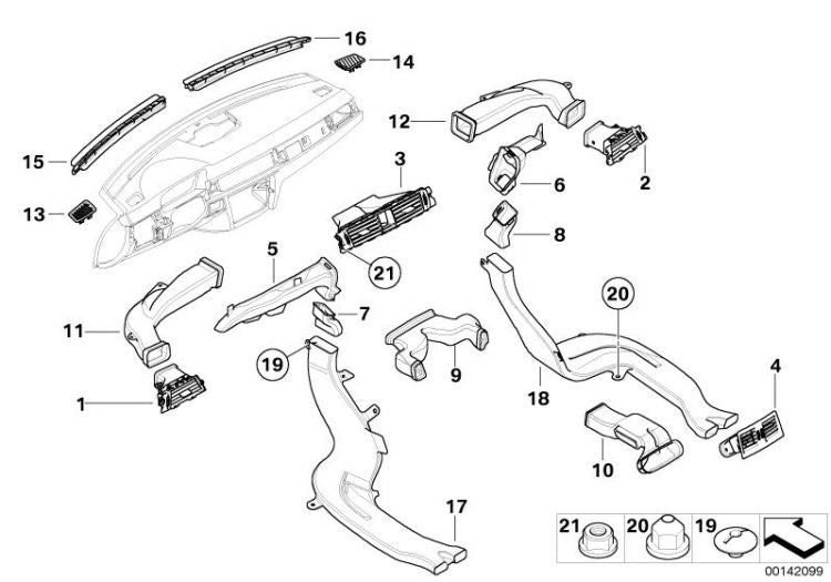 Parrilla de aire fresco central OEM 64229130458 para BMW Serie 3 E90,