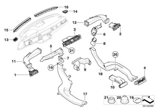 Parrilla de aire fresco central OEM 64229130458 para BMW Serie 3 E90,