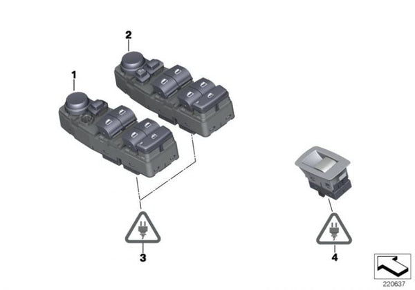 Mando centro de conmutación puerta OEM 61319241951 para BMW F10, F11,
