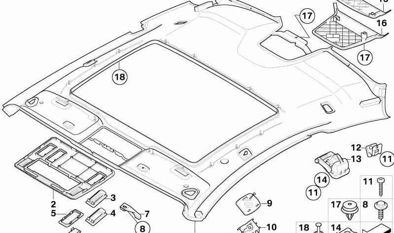Embels Embels of the Dark Beige Inland roof OEM 51447073697 for BMW E6