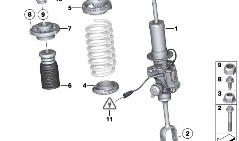 Front right shock absorber for BMW 5 Series F10 (OEM 37116856982). Ori
