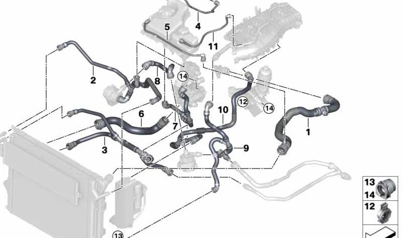 Manguito de retorno refrigerante OEM 17128667356 para BMW F30 330e (mo