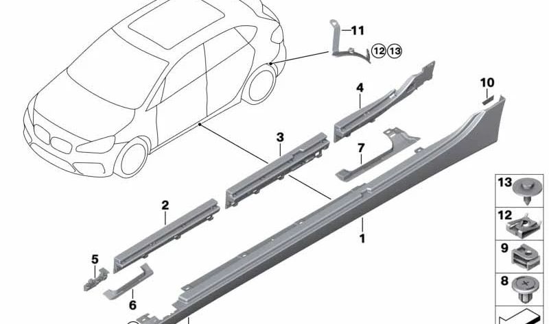 Left side adhesive protector OEM 51777441817 for BMW F45 ...