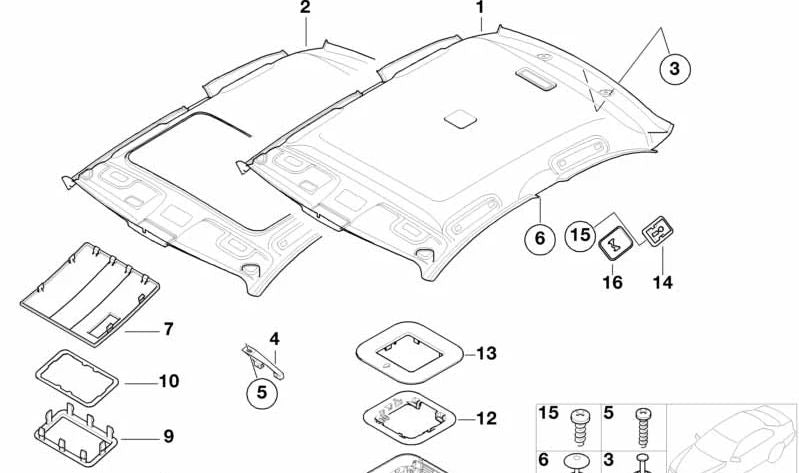Revestimiento interior del techo OEM 51447002126 para BMW E46 (316ti).