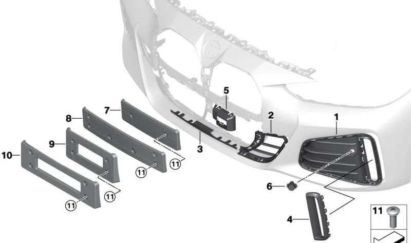 Right side grille clip for BMW G26 (OEM 51118081688). Ori...