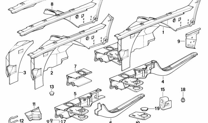 Partial section of the right front fender for BMW 5 Series E34 (OEM 41