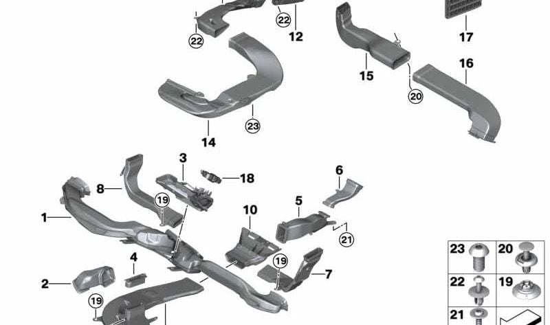 Indirect aeration duct OEM 64229380988 for BMW G11, G12.