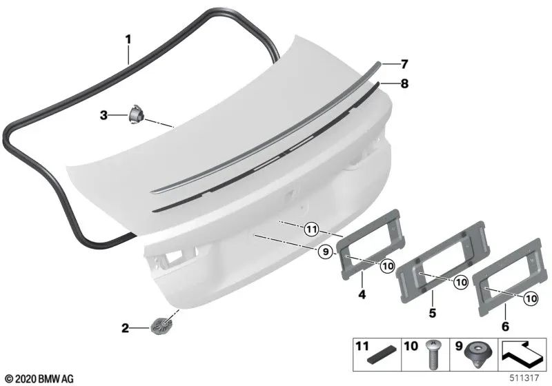 Rear spoiler adhesive tape for BMW G82 (OEM 51628086383)....