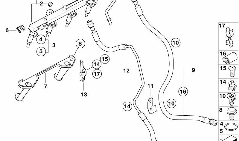 OEM fuel pipe 13537552891 for BMW E81, E82, E87, E88, E90...