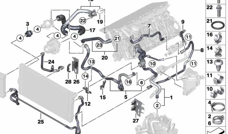 OEM Coolant Hose 17127580961 for BMW F07, F10, F11, F01,