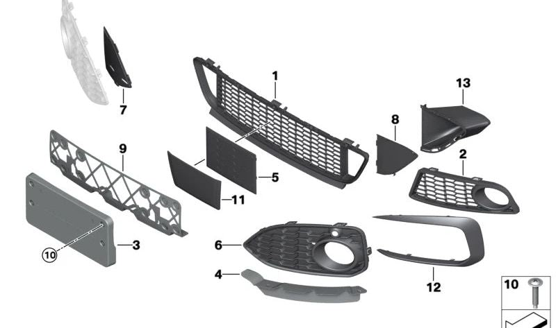 Left front bumper grid without antiniebla OEM 51118055955...