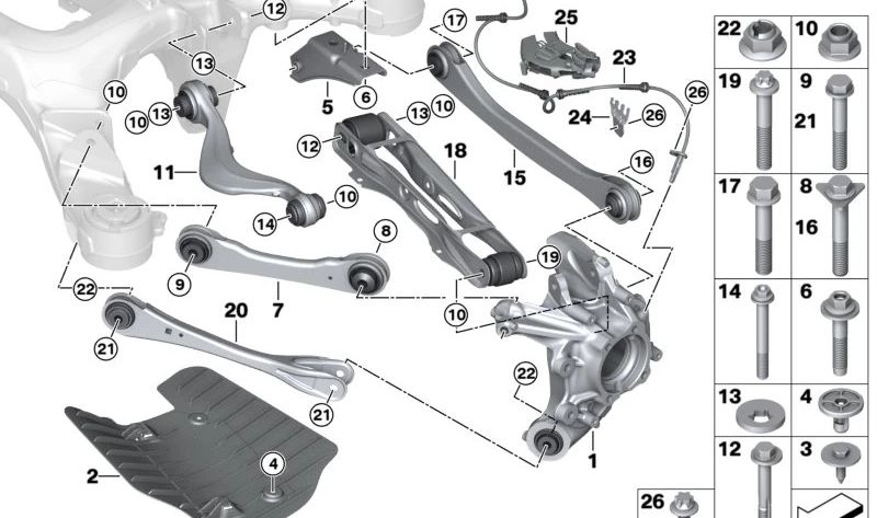 Rear Suspension Arms with Bushing for BMW OEM 33328852669...