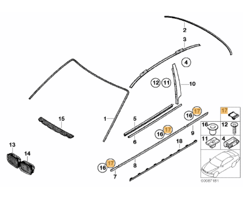 Clip de fijación OEM 51137027764 para BMW Serie 3 E46 (31...
