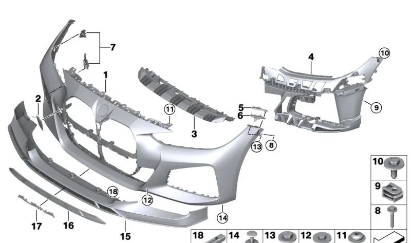 Lower right support of bumper OEM 51118738612 for BMW G26...