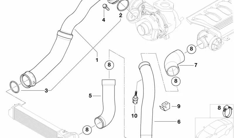 Pressure pipe for BMW E46 (OEM 11617799394). Original BMW
