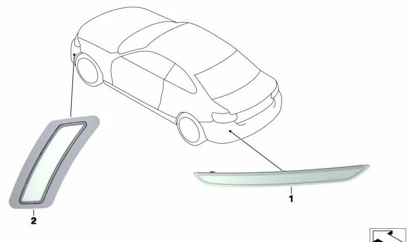 Left side reflector (catadioptric) OEM 63147269633 for BMW F22, F22N,