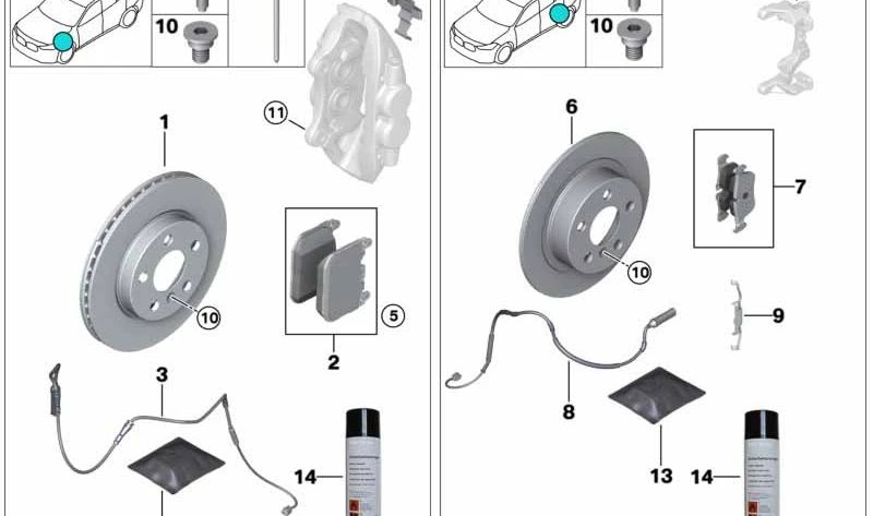 OEM 34108842387 brake pills set for BMW G60, G61, G70. Or...