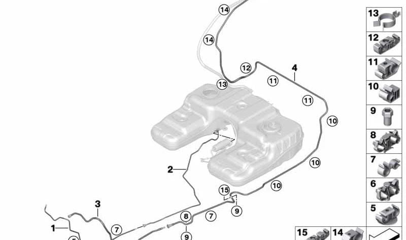 OEM fuel feeding pipe 16127194256 for BMW X5 {E70, E70N,