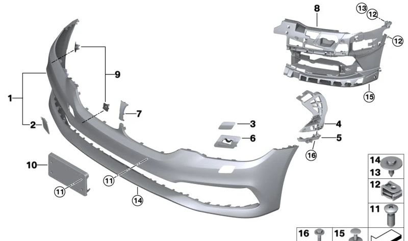 Upper right guide OEM 51117415598 for BMW G32 (6 Series Gran Turismo).