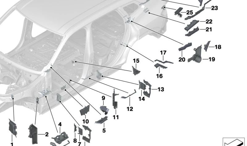 Lower Right Outer B-Pillar Part for BMW X5 F95, G05, G18,...