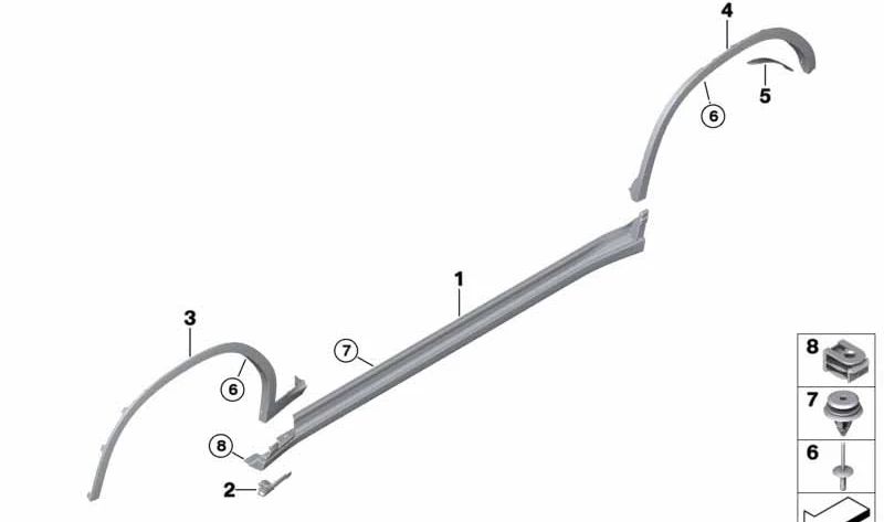 RIGHT LATERAL COVER OEM 51127488232 for BMW X3 G01, G01N ...