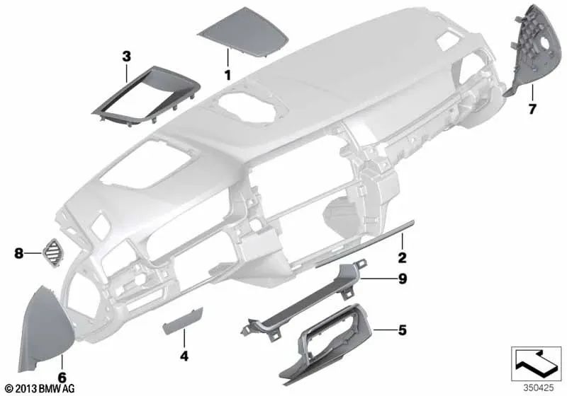 Black right side deflector for BMW 5 Series F10, F11, F18...