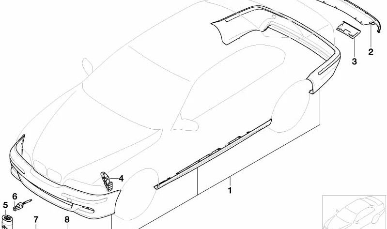 Lower center cover for BMW 3 Series E46 (OEM 51127894029). Original BM