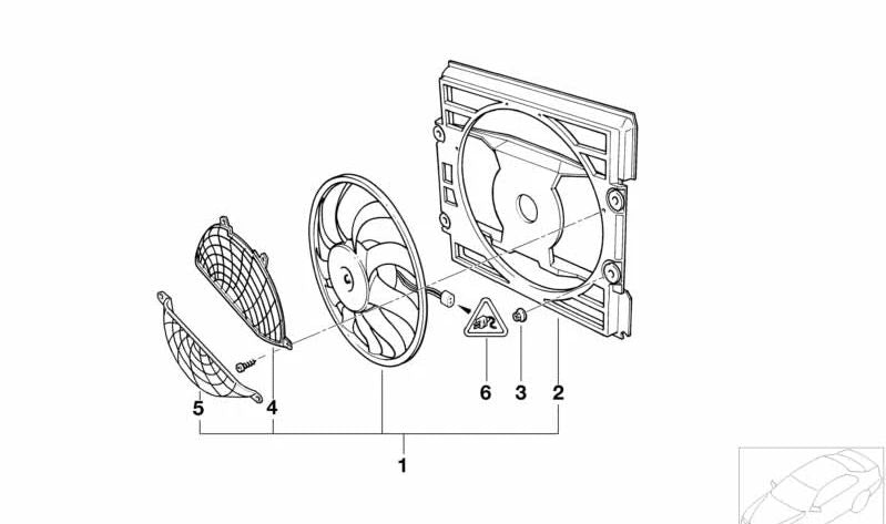 Fan Housing for BMW 3 Series E46 (OEM 17117790897). Original BMW.
